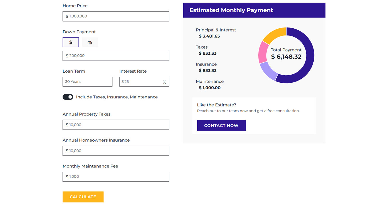 Financial Mortgage Calculator - web calculator for your website by ...