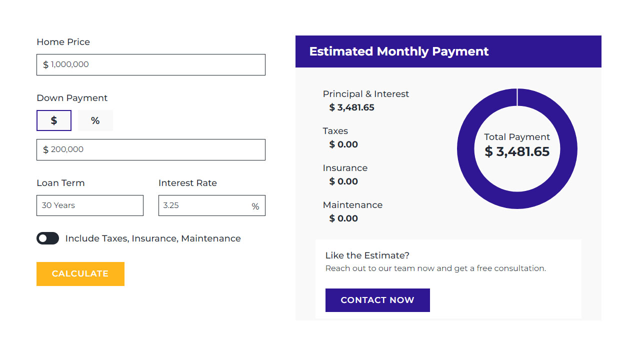 Financial Mortgage Calculator - web calculator for your website by ...