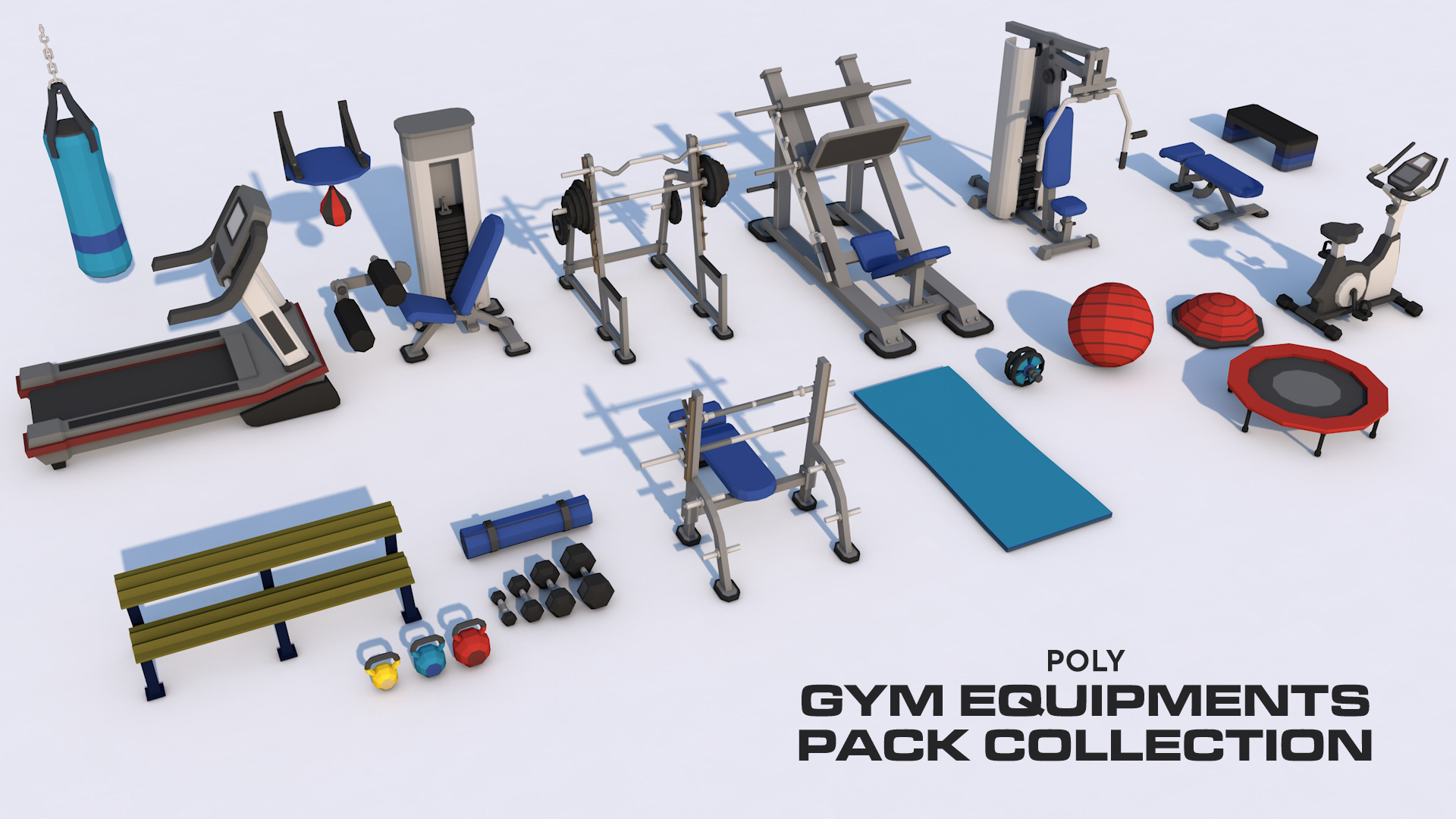 Poly Gym Equipments Pack Collection by multimedia4d | 3DOcean