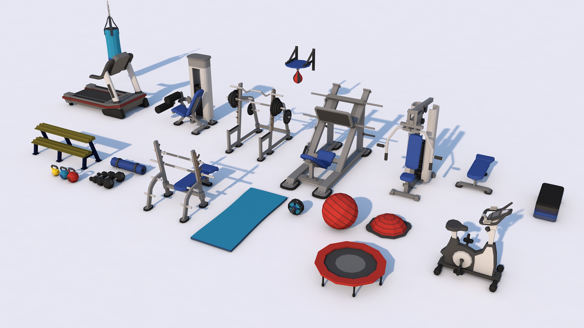 Poly Gym Equipments Pack Collection by multimedia4d | 3DOcean