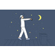 Sleepwalking Man Walks on Roof of House at Night, Vectors | GraphicRiver