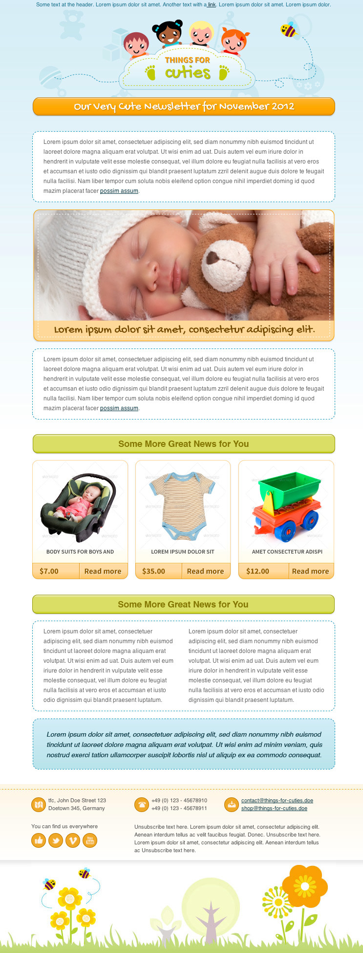 Things for Cuties - Baby Kids Newsletter Template by MouseOnLeaf ...
