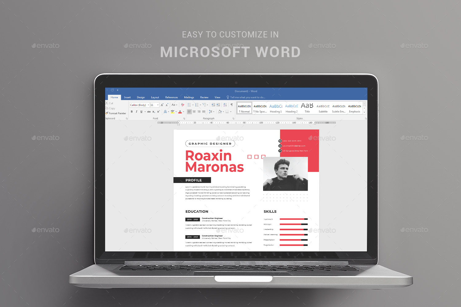 Resume Word Template, Print Templates | GraphicRiver