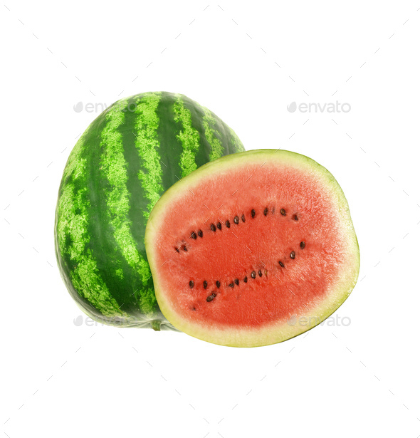 watermelon and slice isolated on white Stock Photo by ozaiachin | PhotoDune