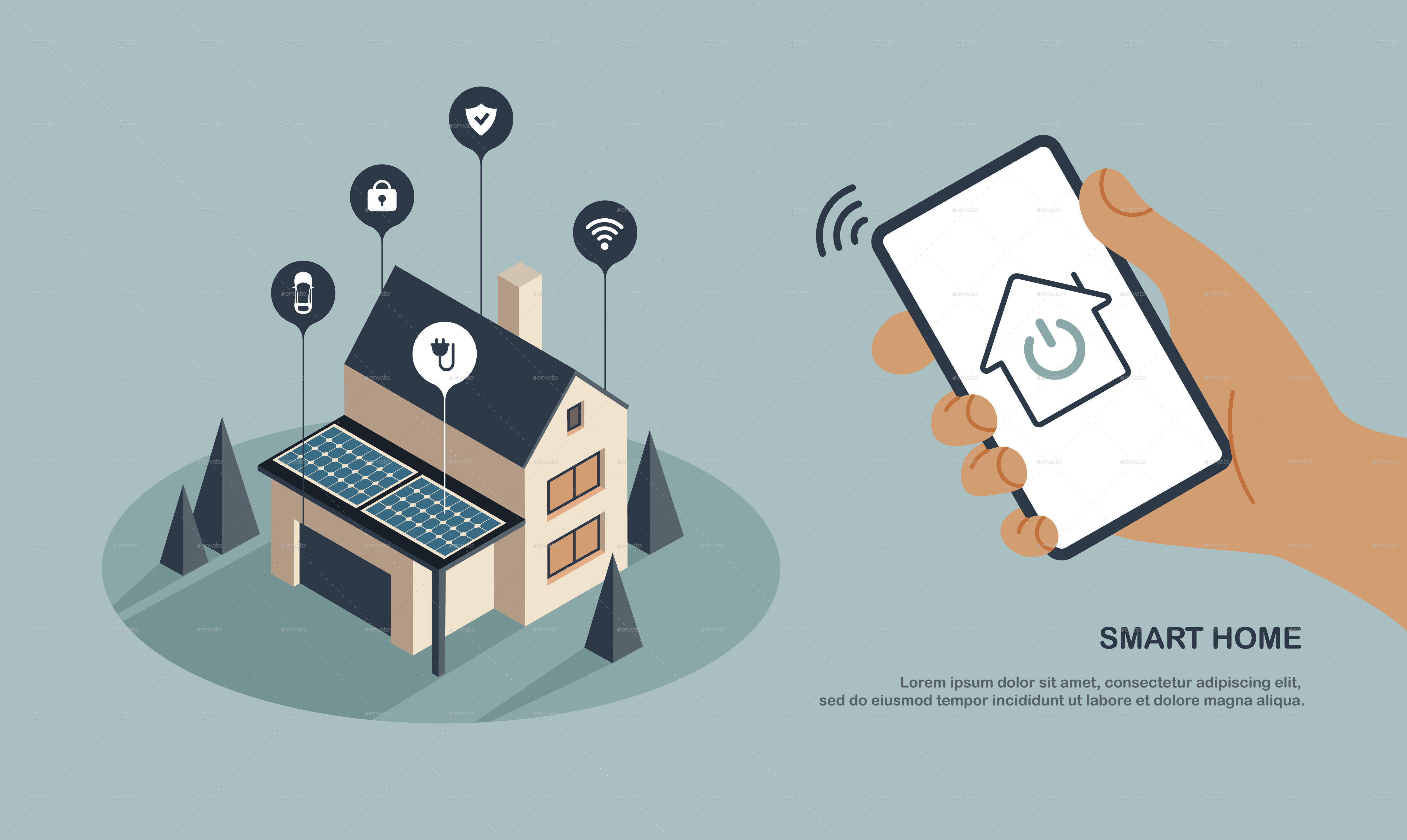 Smart home, Vectors | GraphicRiver