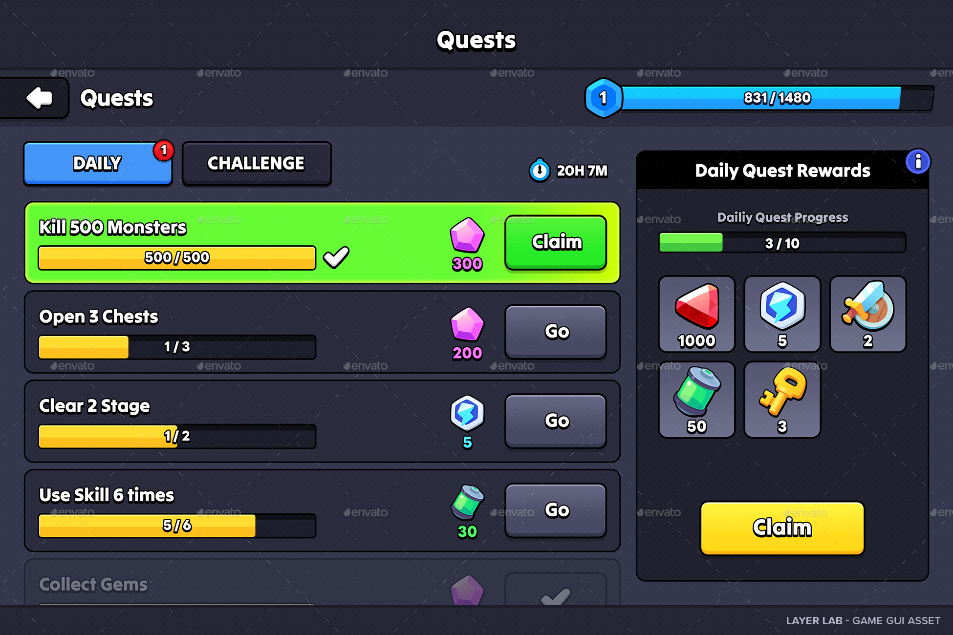 GUI - Casual Fantasy, Game Assets | GraphicRiver