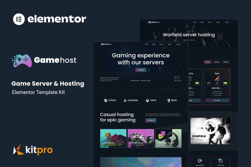 Gamehost - Game Server & Hosting Elementor Template Kit by Kitpro ...