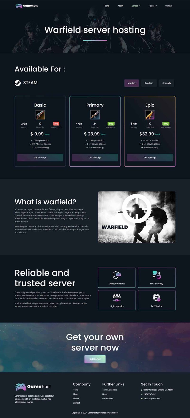 Gamehost - Game Server & Hosting Elementor Template Kit by Kitpro ...