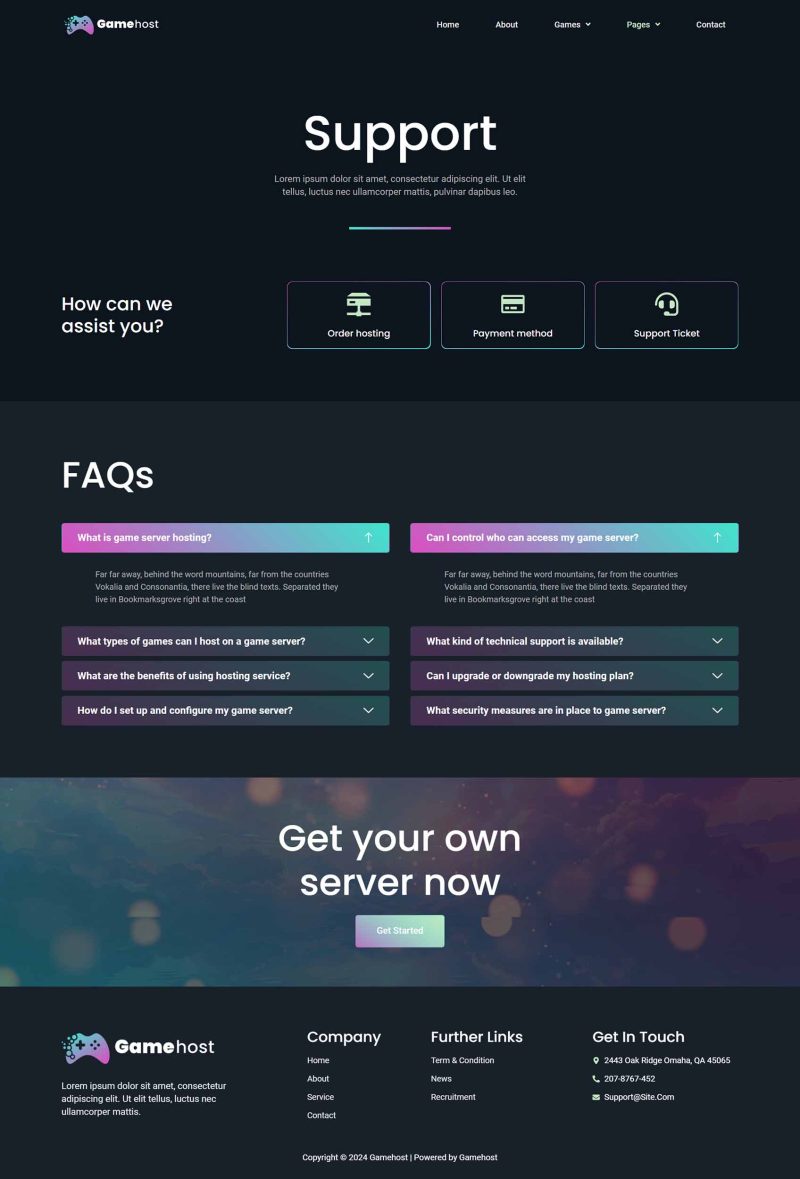 Gamehost - Game Server & Hosting Elementor Template Kit by Kitpro ...