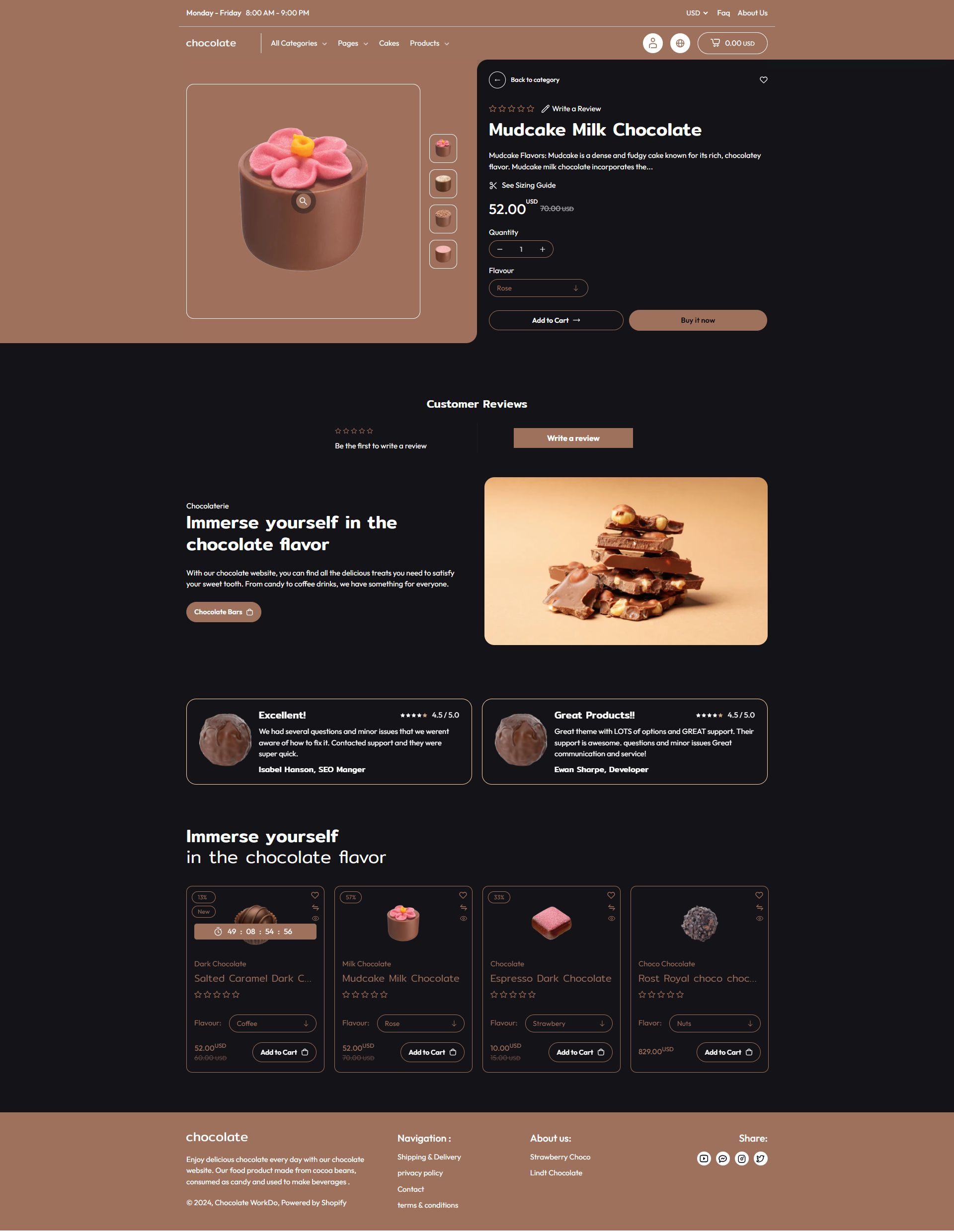 Chocolate - Shopify 2.0 Cake Shop Theme by WorkDo | ThemeForest
