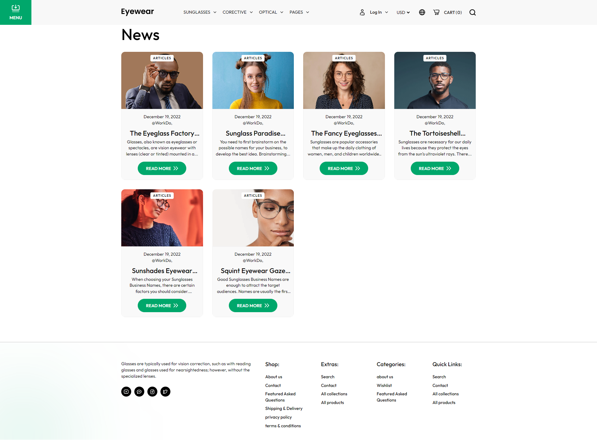Eyewear - Shopify 2.0 Sunglasses Shop Theme by WorkDo | ThemeForest