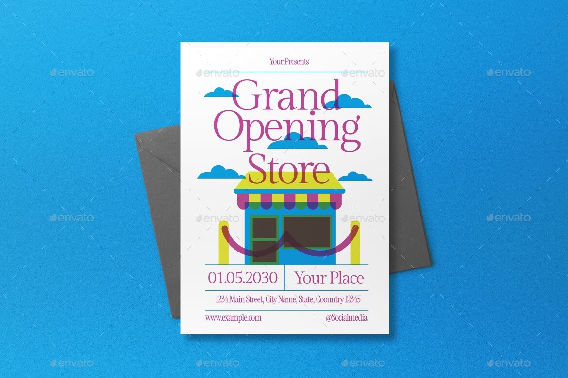 White Risograph Grand Opening Store Invitation, Print Templates ...