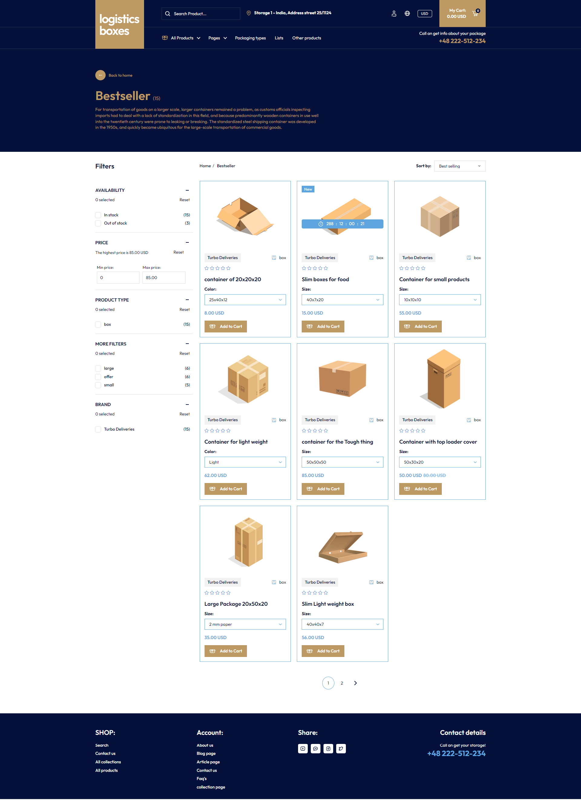 Logistics Boxes - Transport Shopify 2.0 Theme by WorkDo | ThemeForest