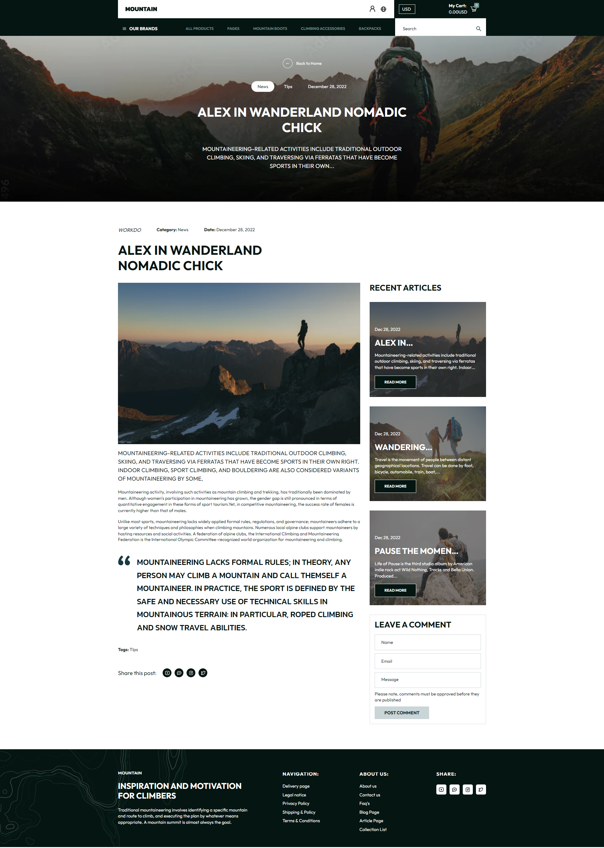 Mountains - Shopify 2.0 Hiking Theme by WorkDo | ThemeForest