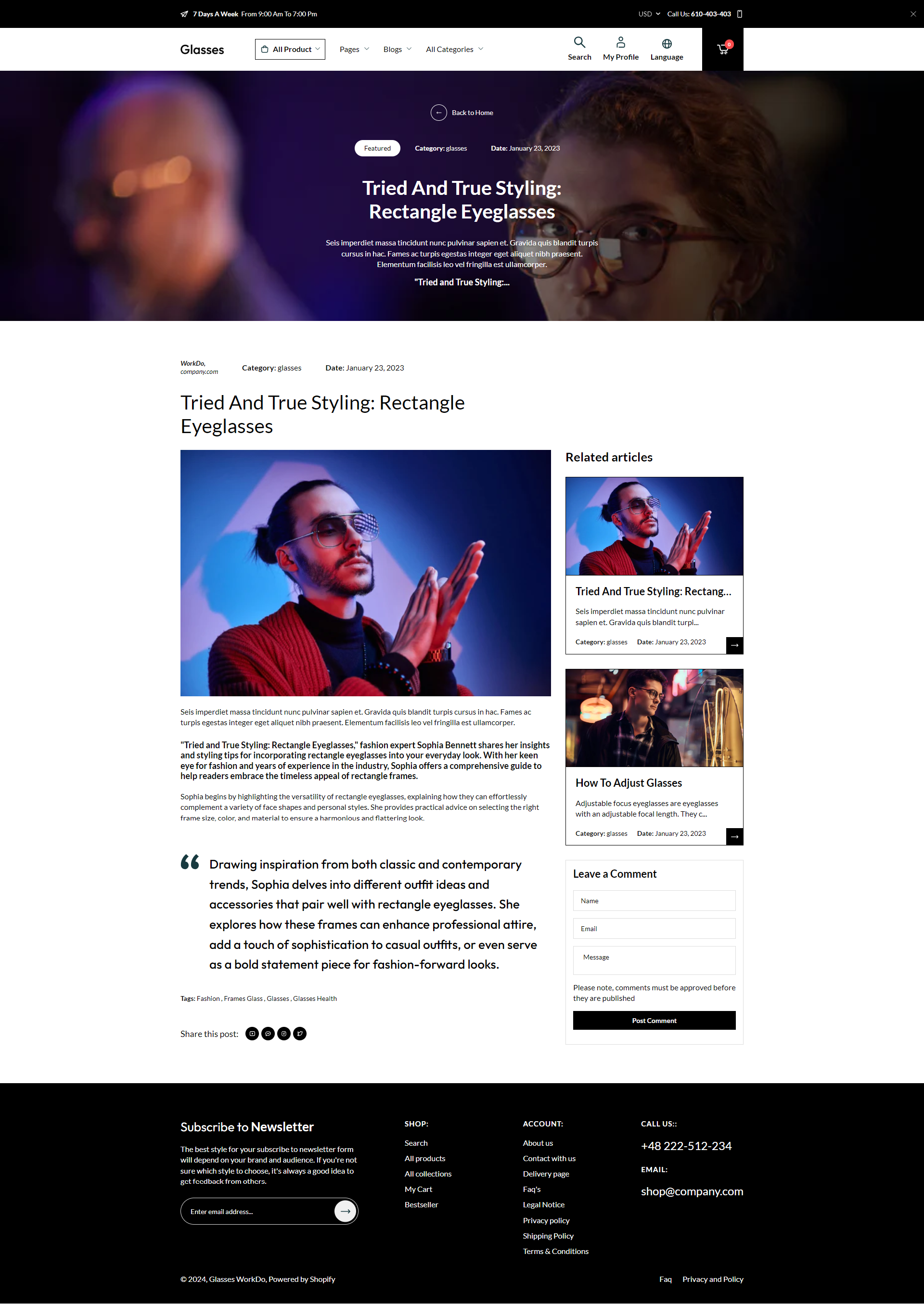Glasses - Shopify 2.0 Eyeglasses Shop Theme by WorkDo | ThemeForest