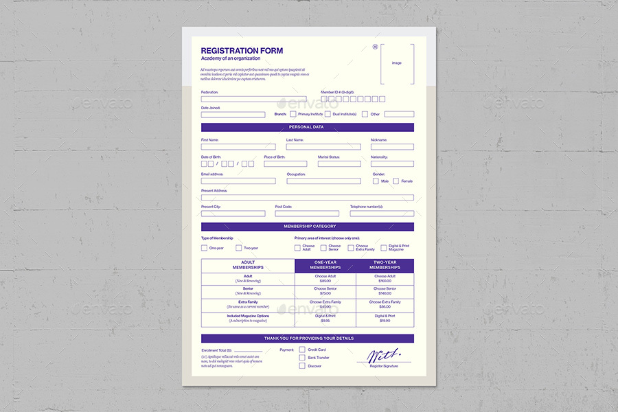 Member Registration Form, Print Templates | GraphicRiver