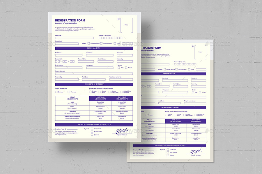 Member Registration Form, Print Templates | GraphicRiver