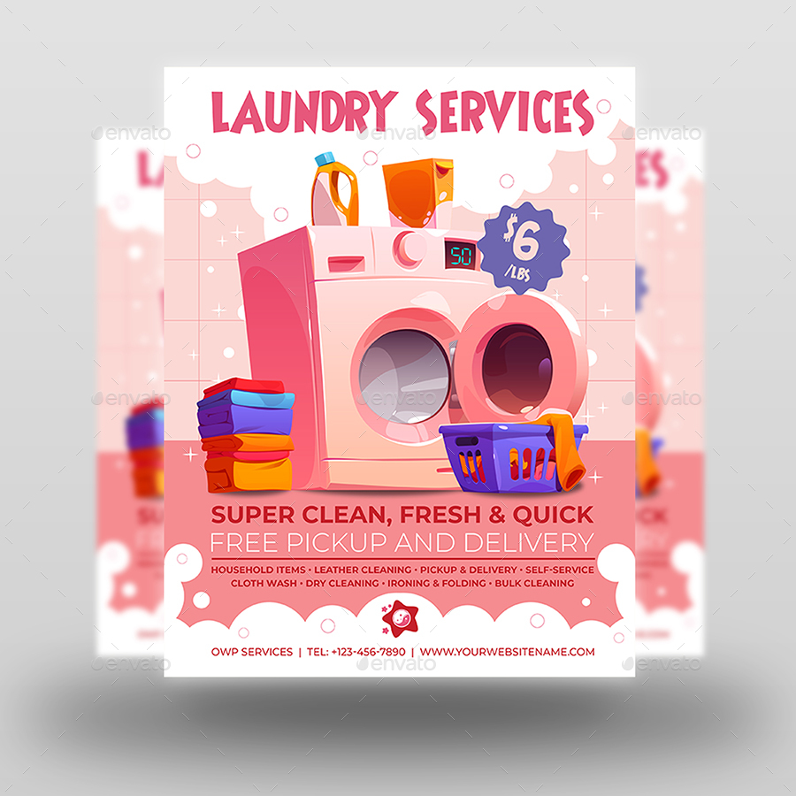 Laundry Services Flyer Template Vol.2, Print Templates | GraphicRiver