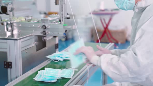 Face Mask Production Line in Modern Factory, Stock Footage | VideoHive