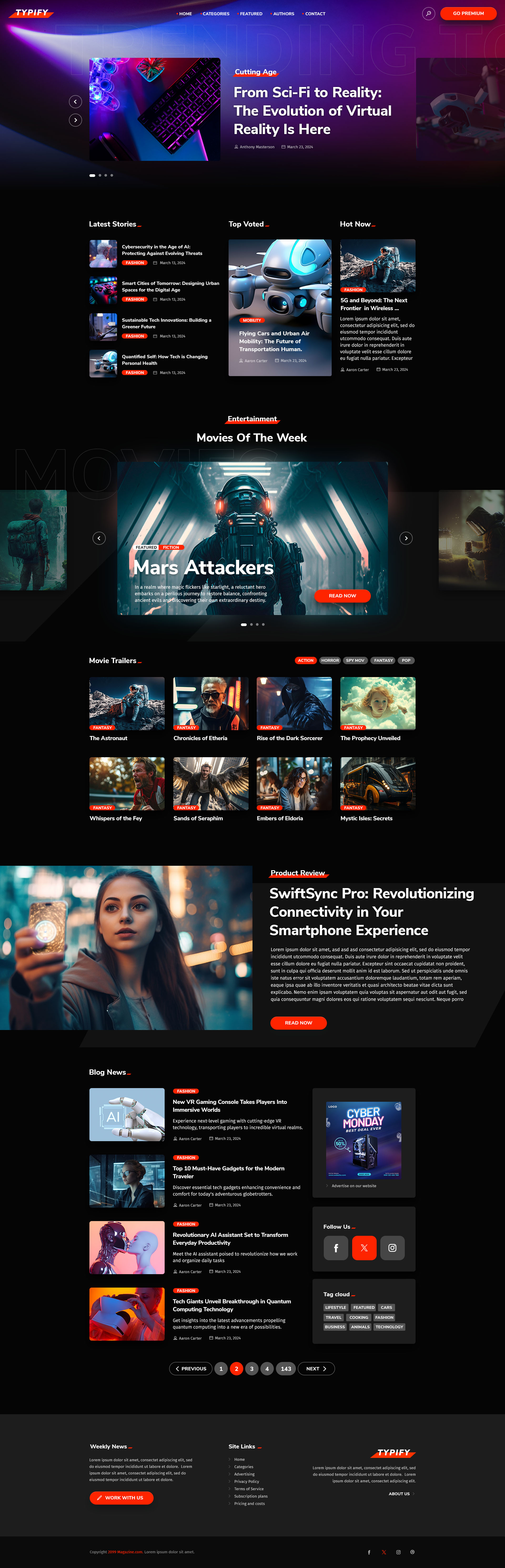 Typify - Tech Magazine Website Template for Photoshop (PSD) by QantumThemes