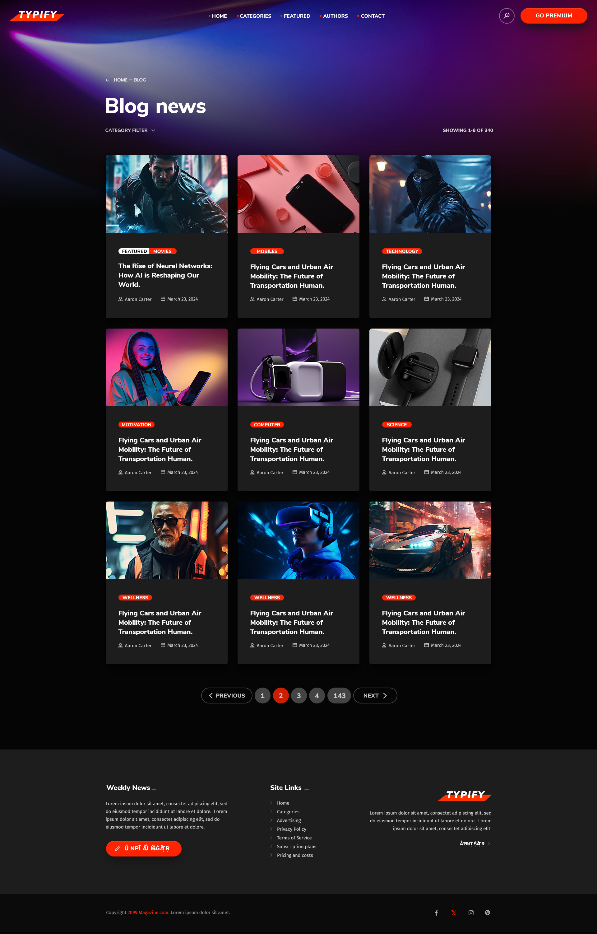 Typify - Tech Magazine Website Template for Photoshop (PSD) by QantumThemes