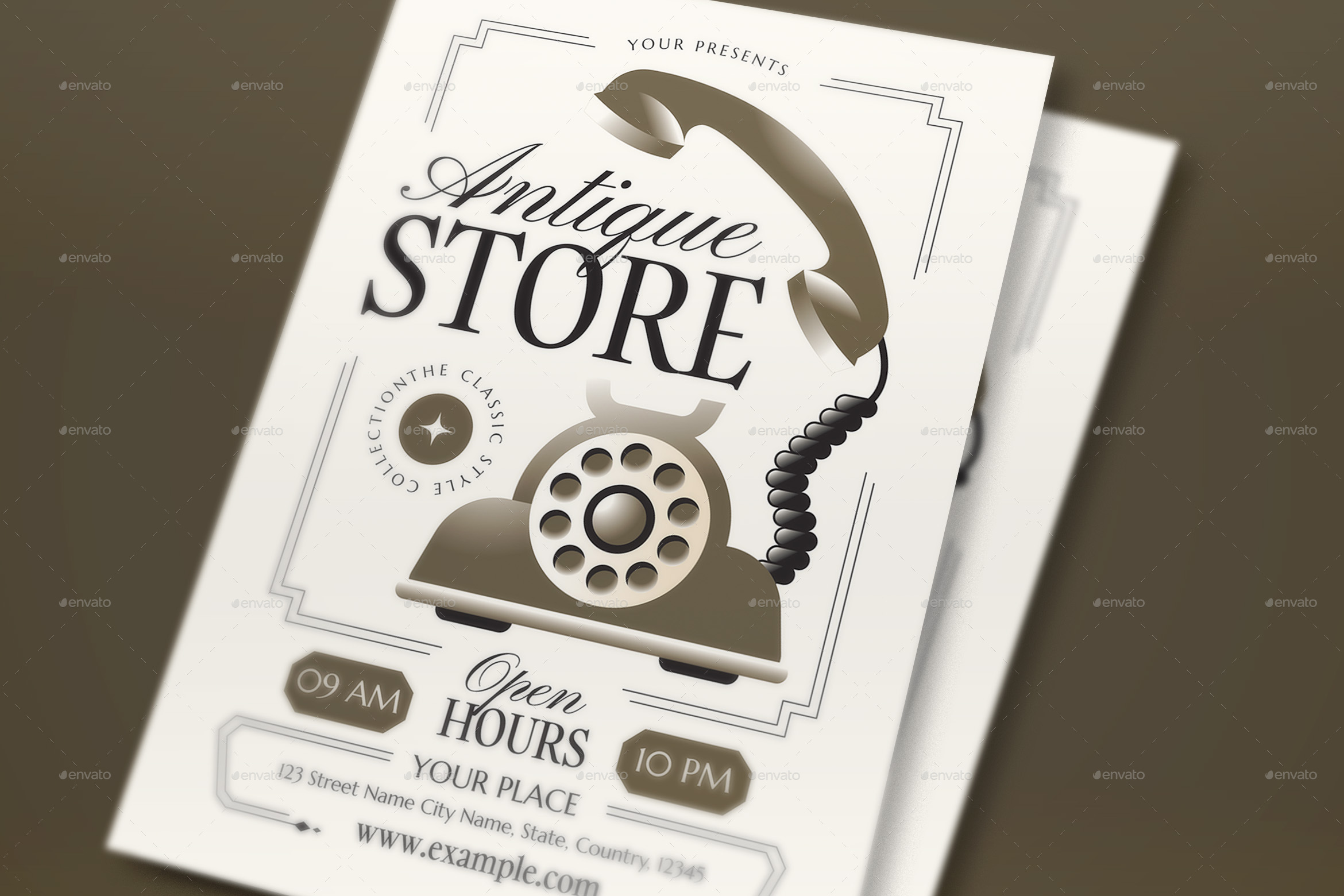 Brown Retro Antique Store Flyer Set, Print Templates | GraphicRiver
