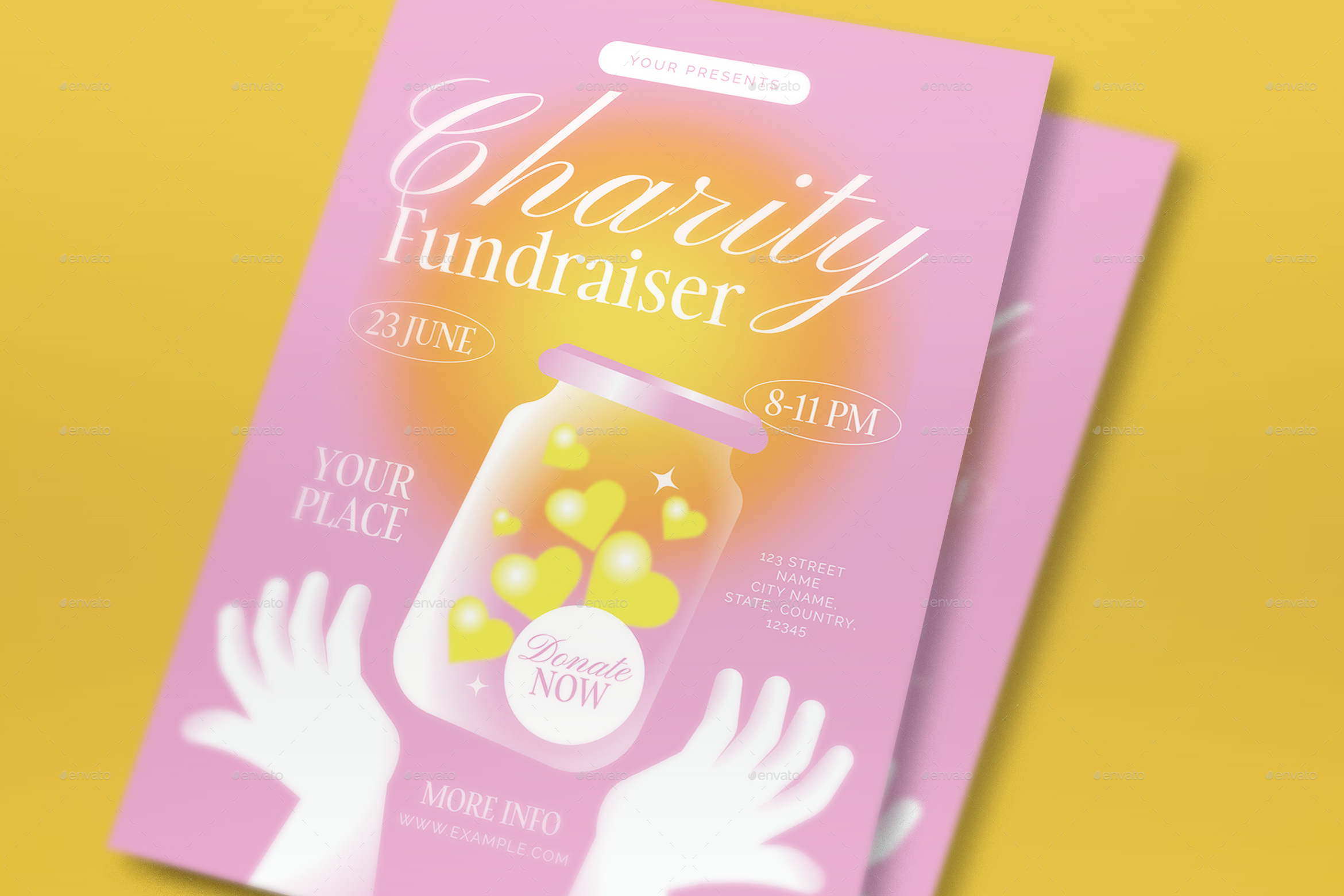 Pink Gradient Charity Fundraiser Flyer Set, Print Templates | GraphicRiver