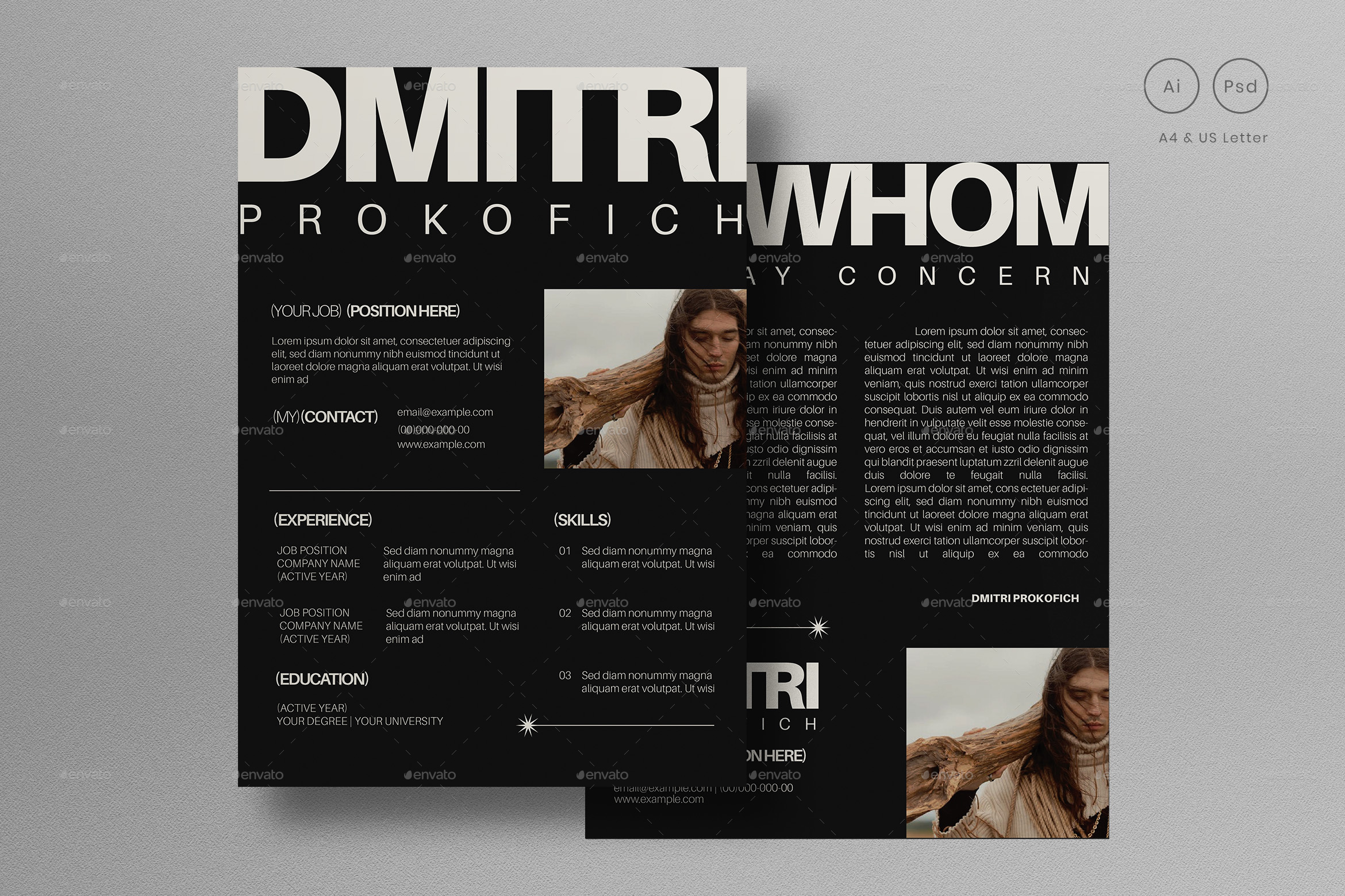 Black Meta Modern Grotesk Resume, Print Templates | GraphicRiver