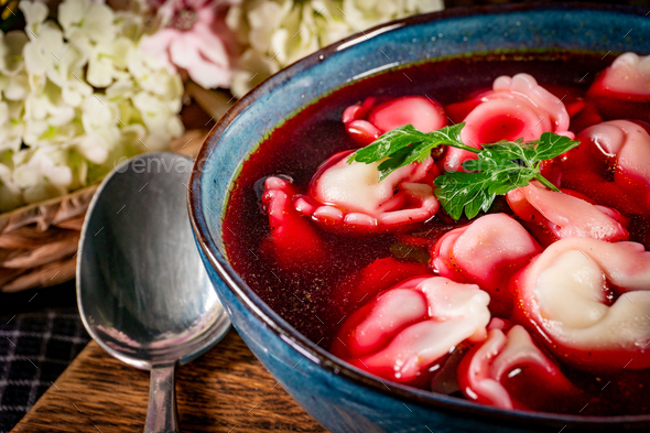 Traditional polish clear red borscht. Stock Photo by foto_pstryki ...