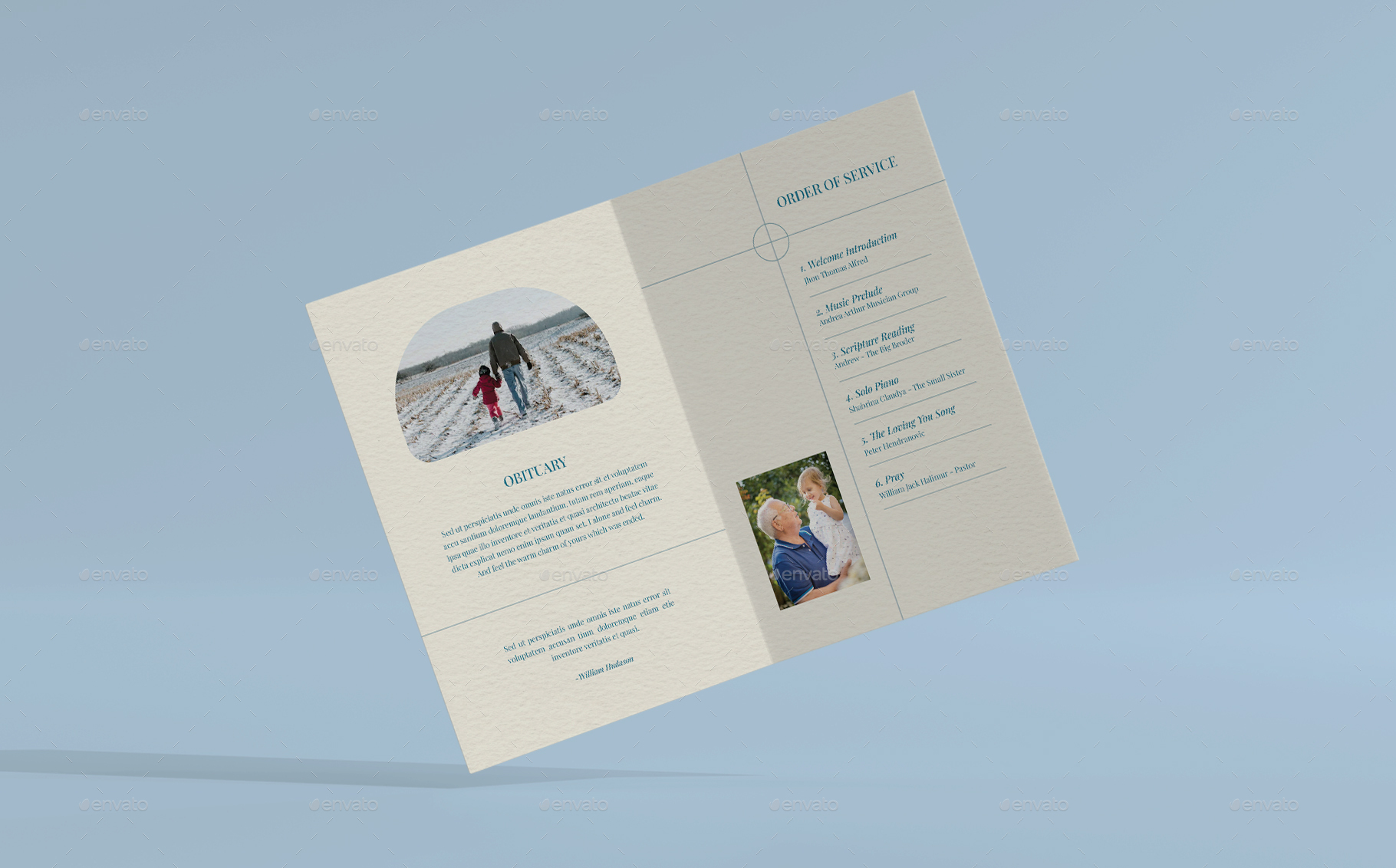 Blue Simple Minimal Funeral Program, Print Templates | GraphicRiver