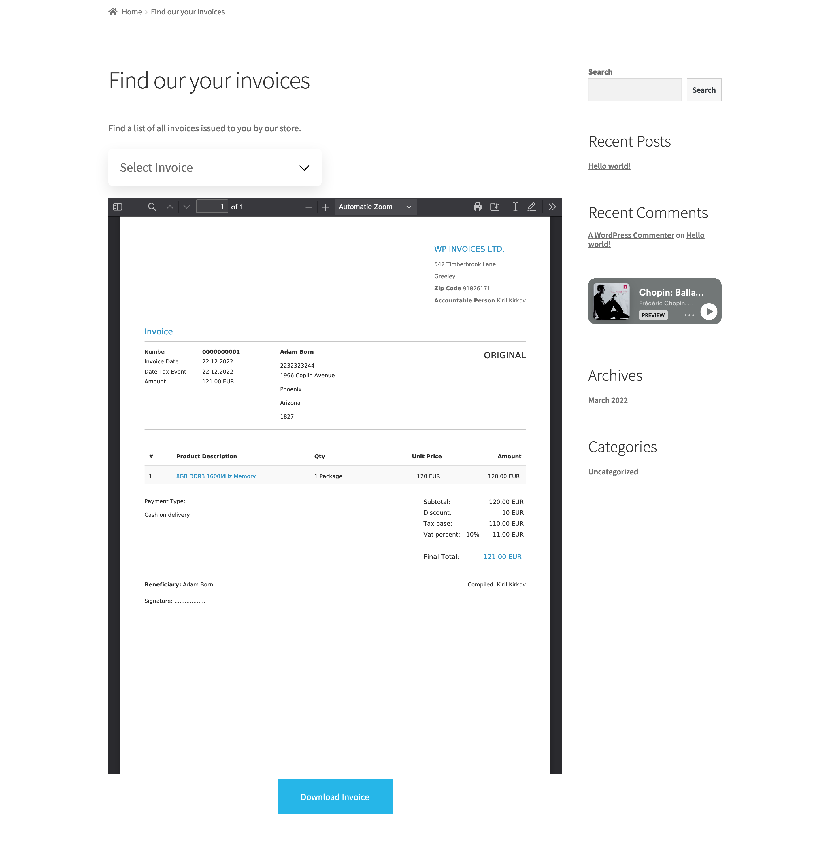 WP Invoices - PDF Electronic Invoicing System by kirilkirkov | CodeCanyon