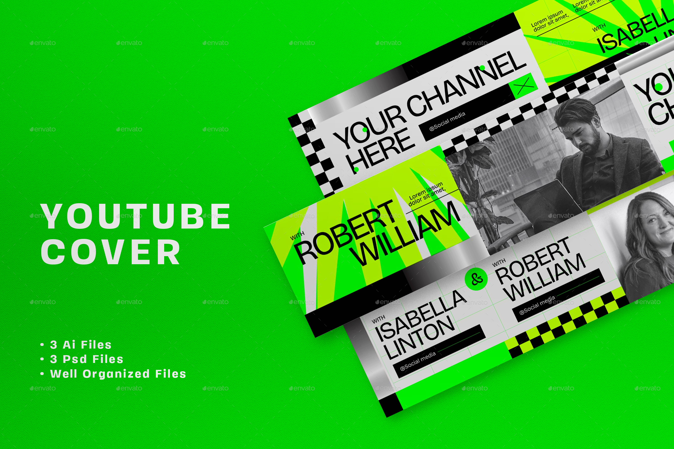 Green Geominimalism Marketing YouTube Banner, Web Elements | GraphicRiver