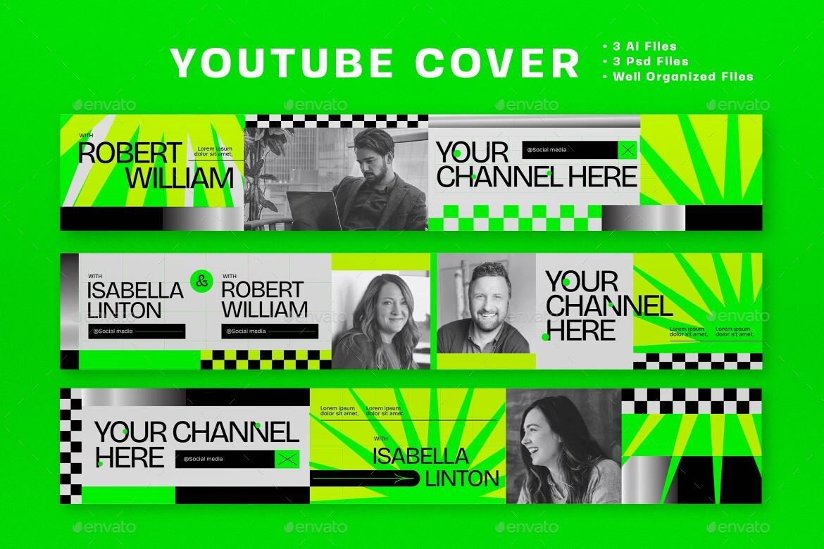 Green Geominimalism Marketing YouTube Banner, Web Elements | GraphicRiver