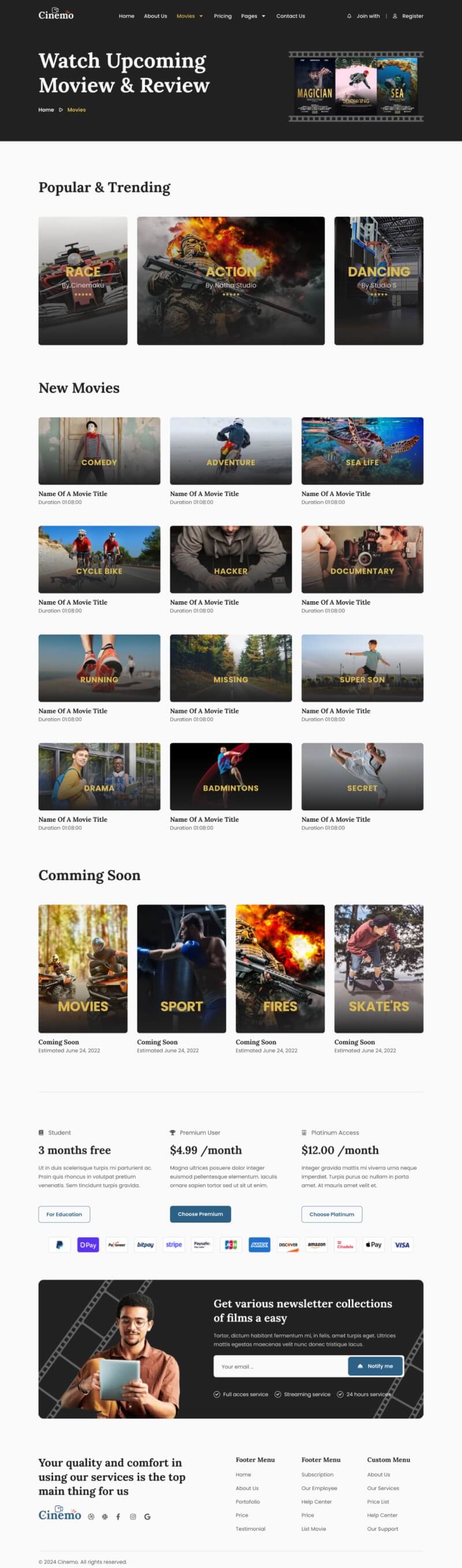 Cinemo - Video Streaming Website Elementor Template Kit by nathatype