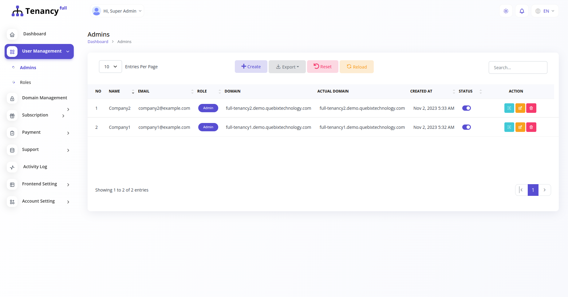 Full Tenancy - Domains, Database, Users, Role, Permissions & Settings ...