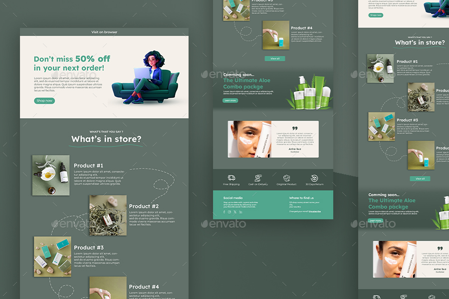 Beauty Products Email Newsletter PSD Template, Web Elements | GraphicRiver