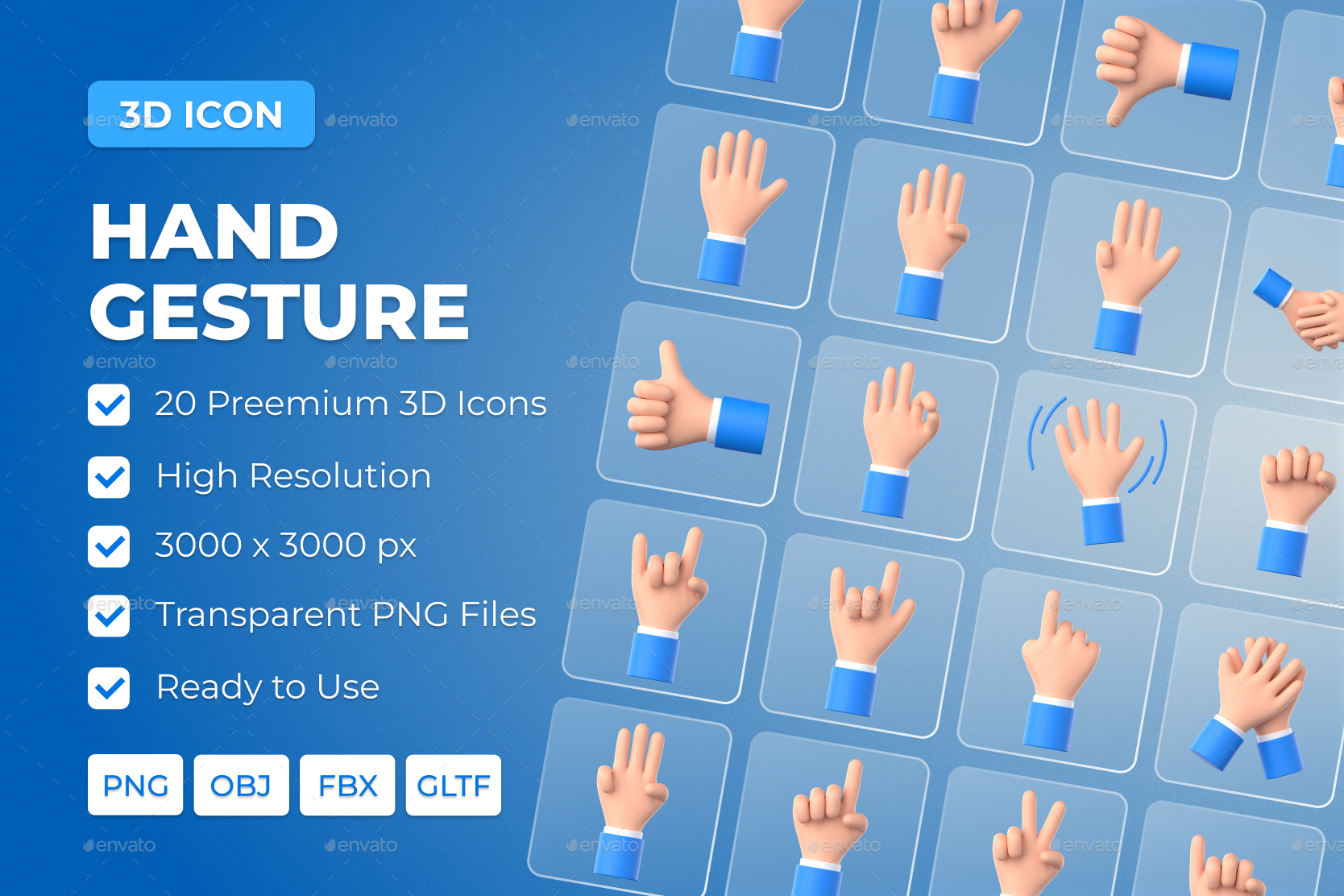 Hand Gesture 3D Illustration, Graphics | GraphicRiver