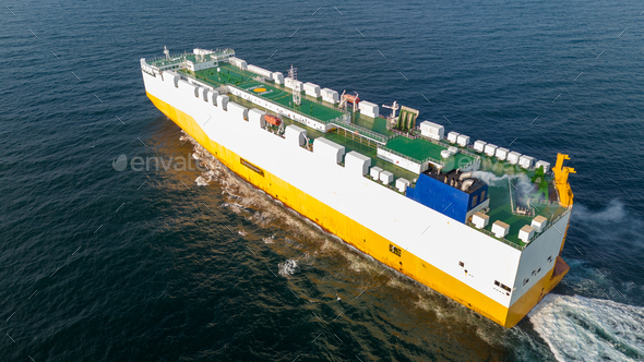 cargo ship running in the ocean, Ro-Ro Ship for import export shipping ...