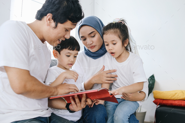 Parents Teaching Kids How To Read Stock Photo by Garakta-Studio | PhotoDune