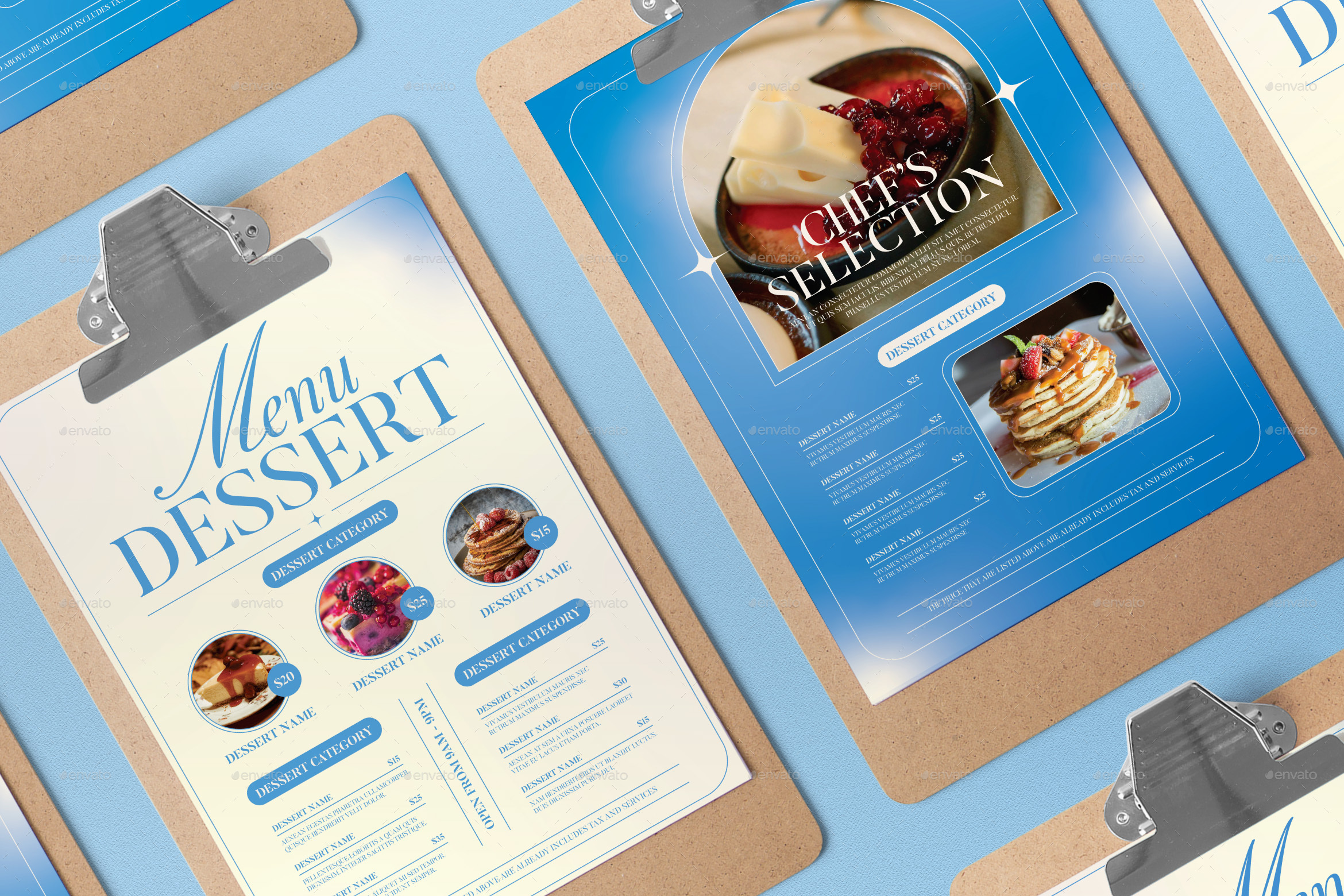 Blue Aesthetic Dessert Food Menu, Print Templates | GraphicRiver