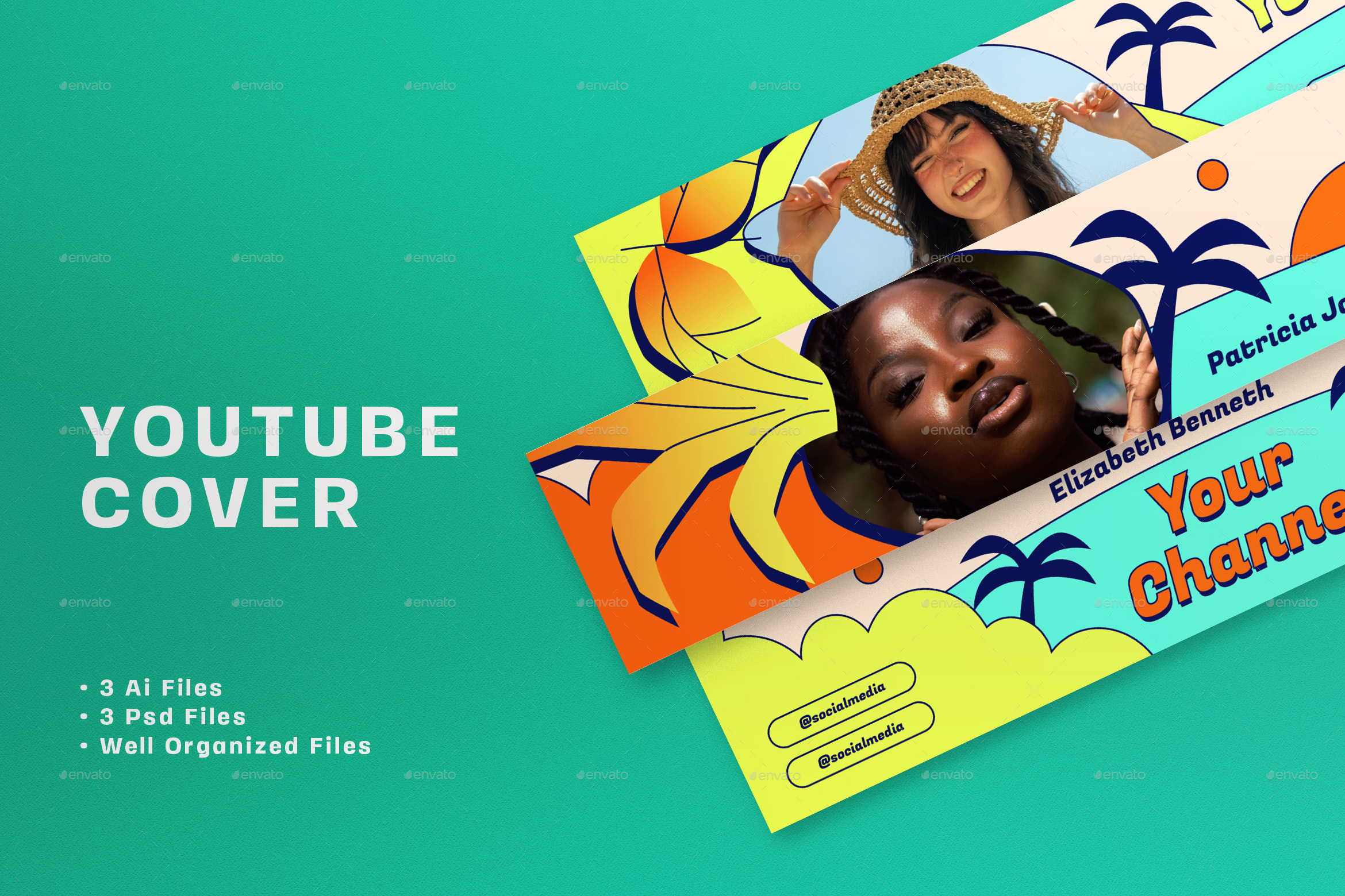 Orange Flat Design Summer YouTube Banner, Web Elements | GraphicRiver