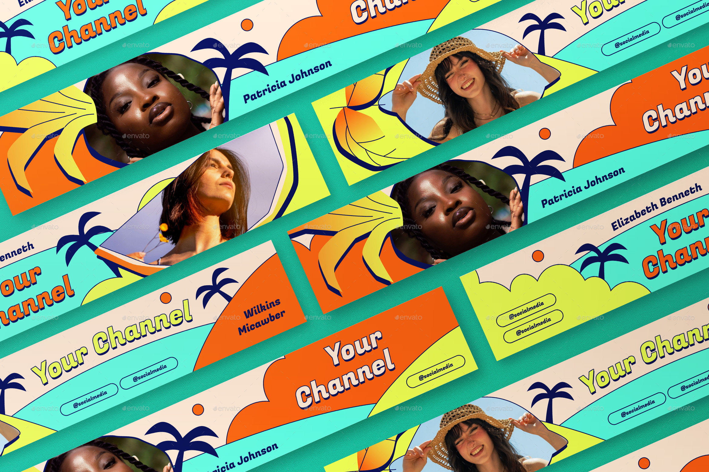 Orange Flat Design Summer YouTube Banner, Web Elements | GraphicRiver