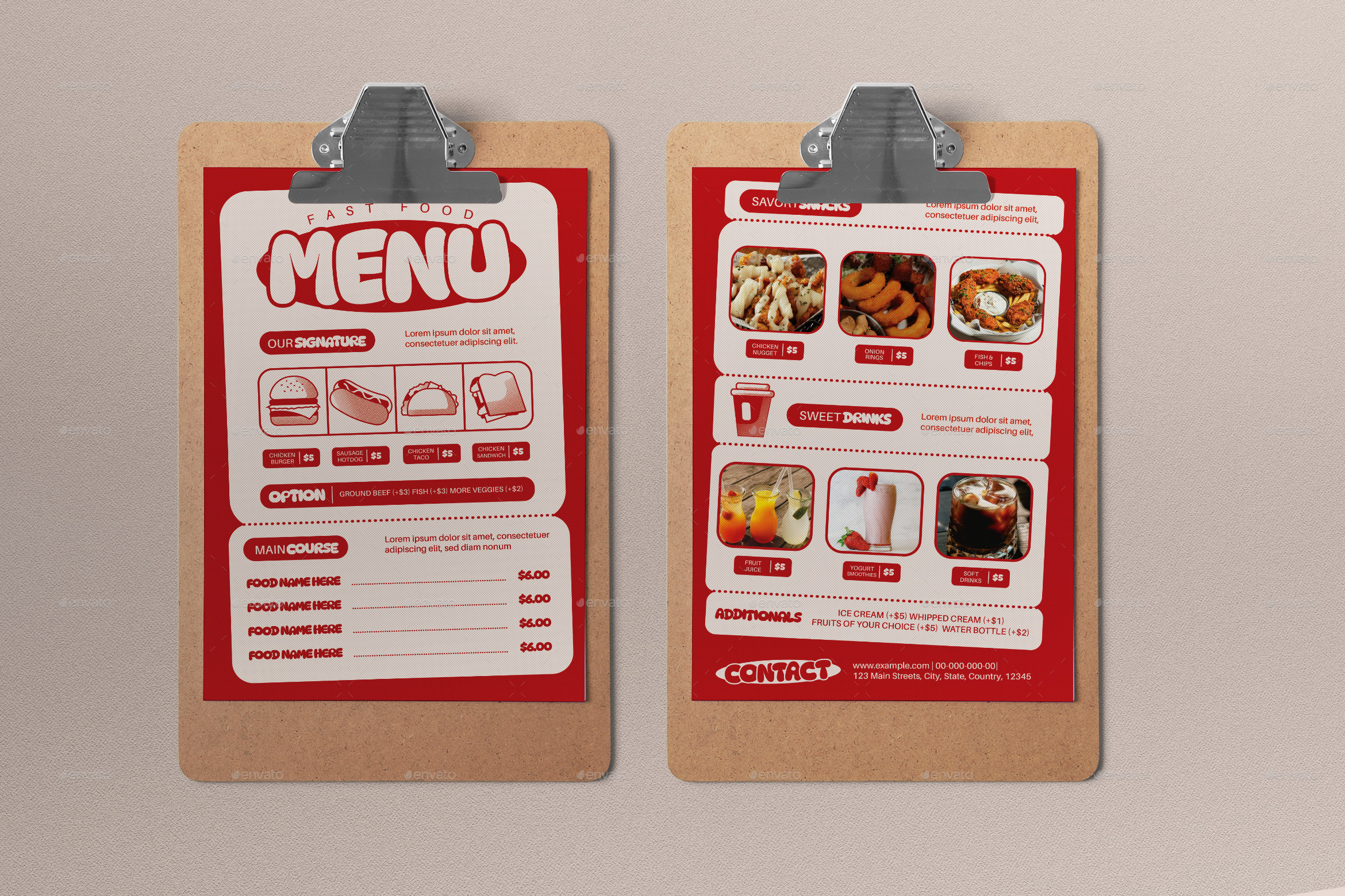 Red Pop Art Fast Food Menu, Print Templates | GraphicRiver