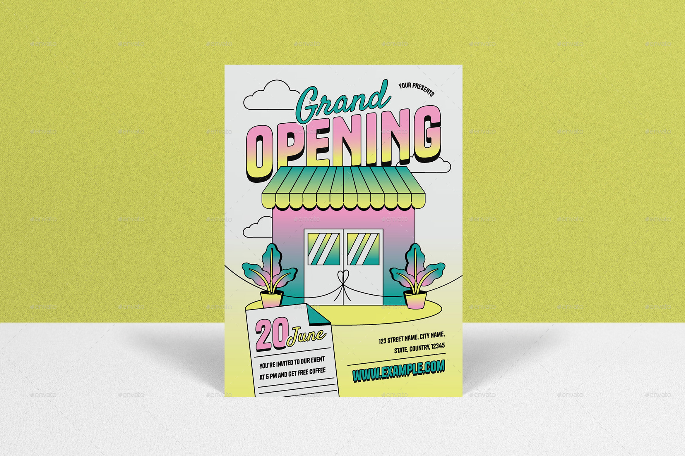 Pink Flat Design Store Grand Opening Invitation, Print Templates ...