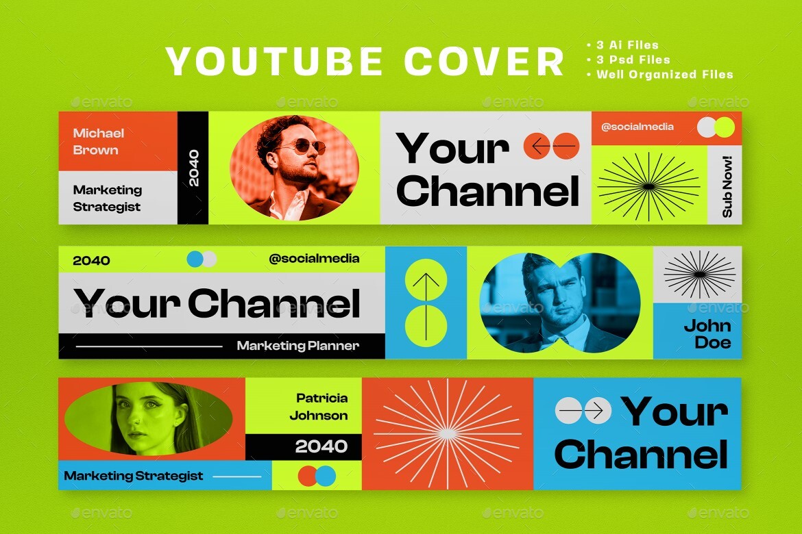 Green Geometric Marketing Youtube Banner, Web Elements | GraphicRiver