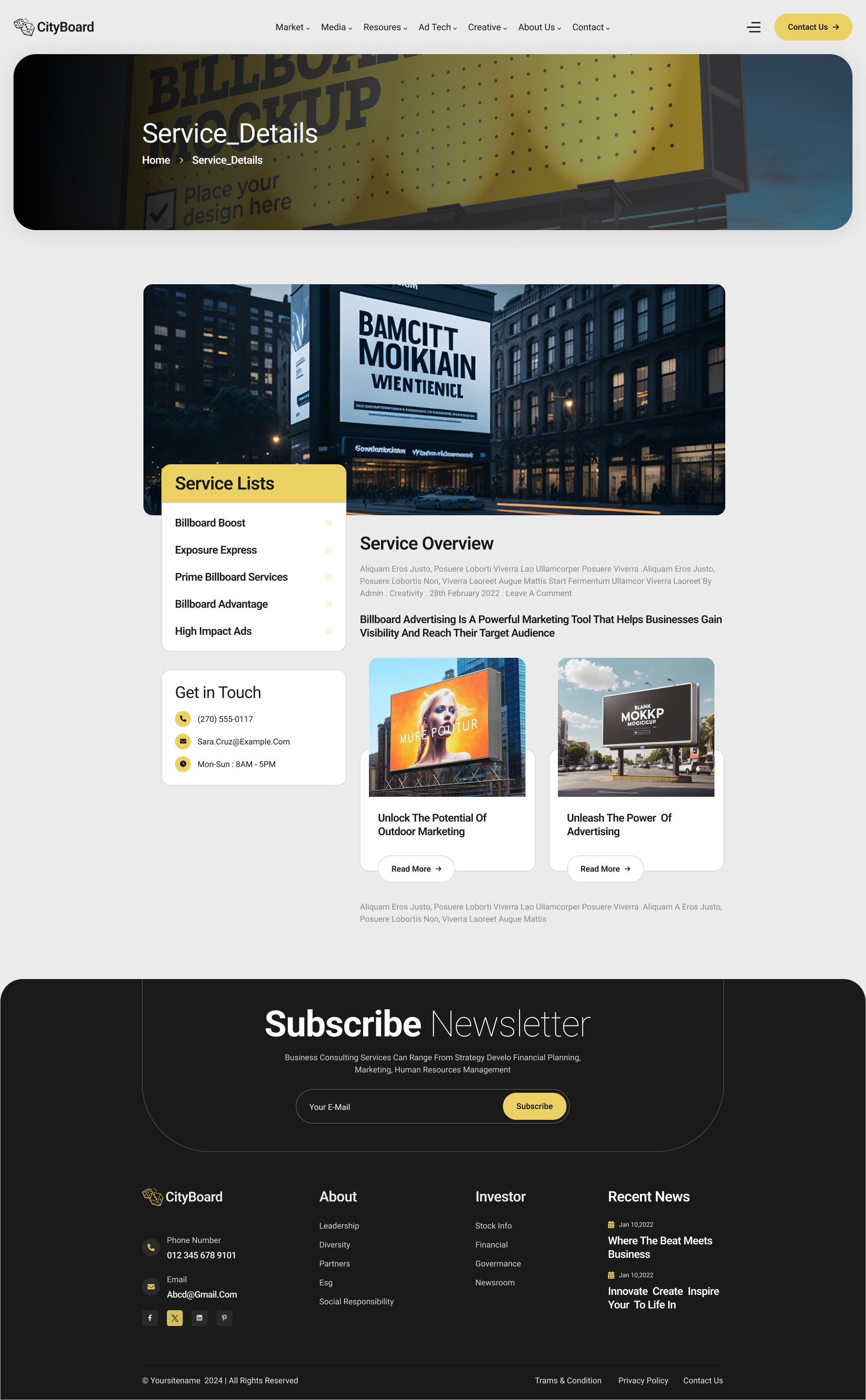 CityBoard - Outdoor Advertising & Billboard Agency Figma Template by CodeIndeed