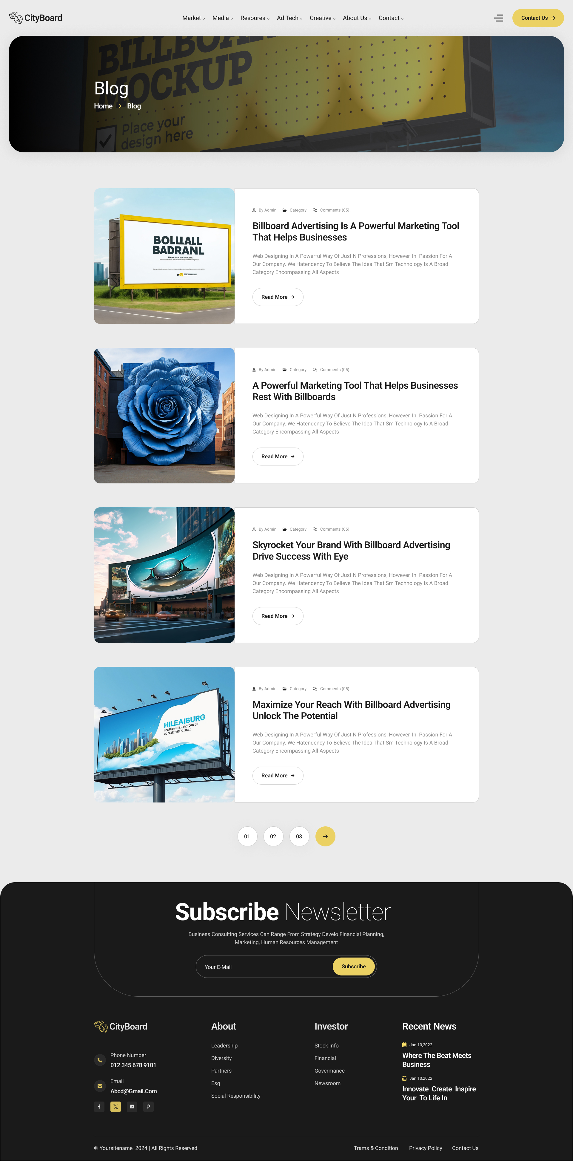 CityBoard - Outdoor Advertising & Billboard Agency Figma Template by CodeIndeed
