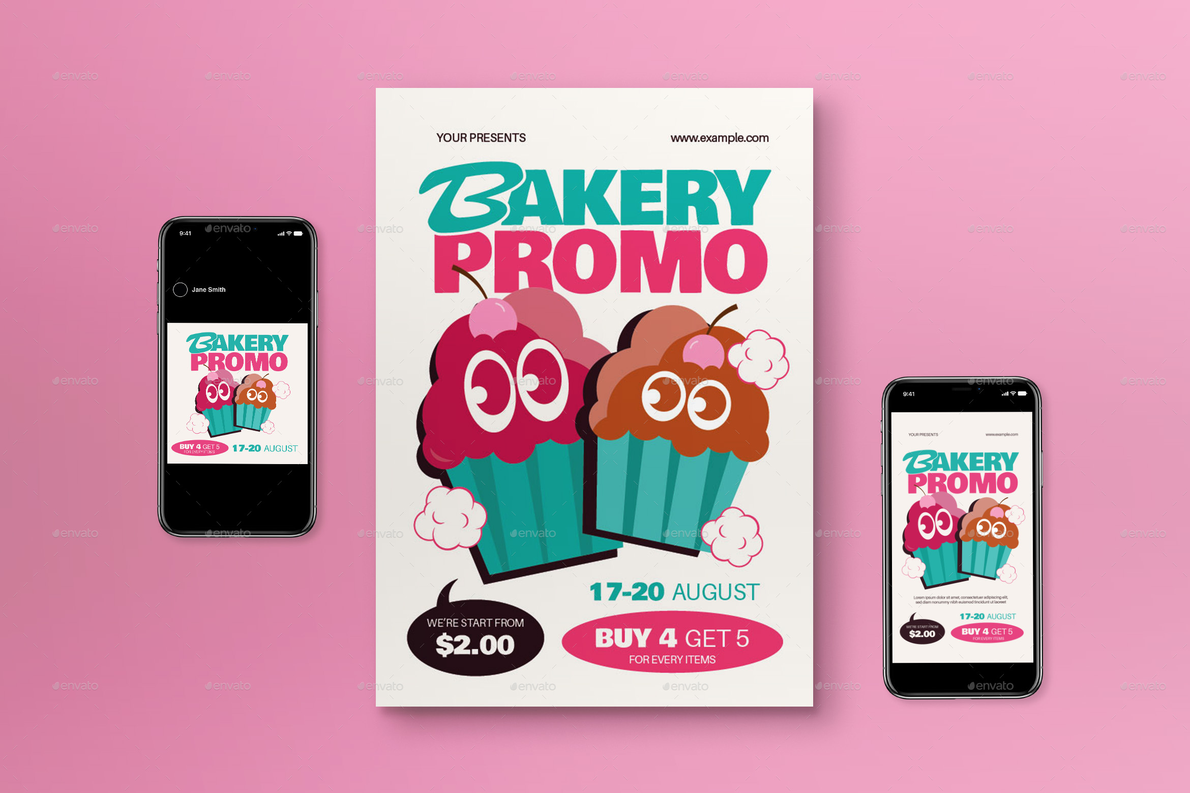 Beige Flat Design Bakery Promo Flyer Set, Print Templates | GraphicRiver