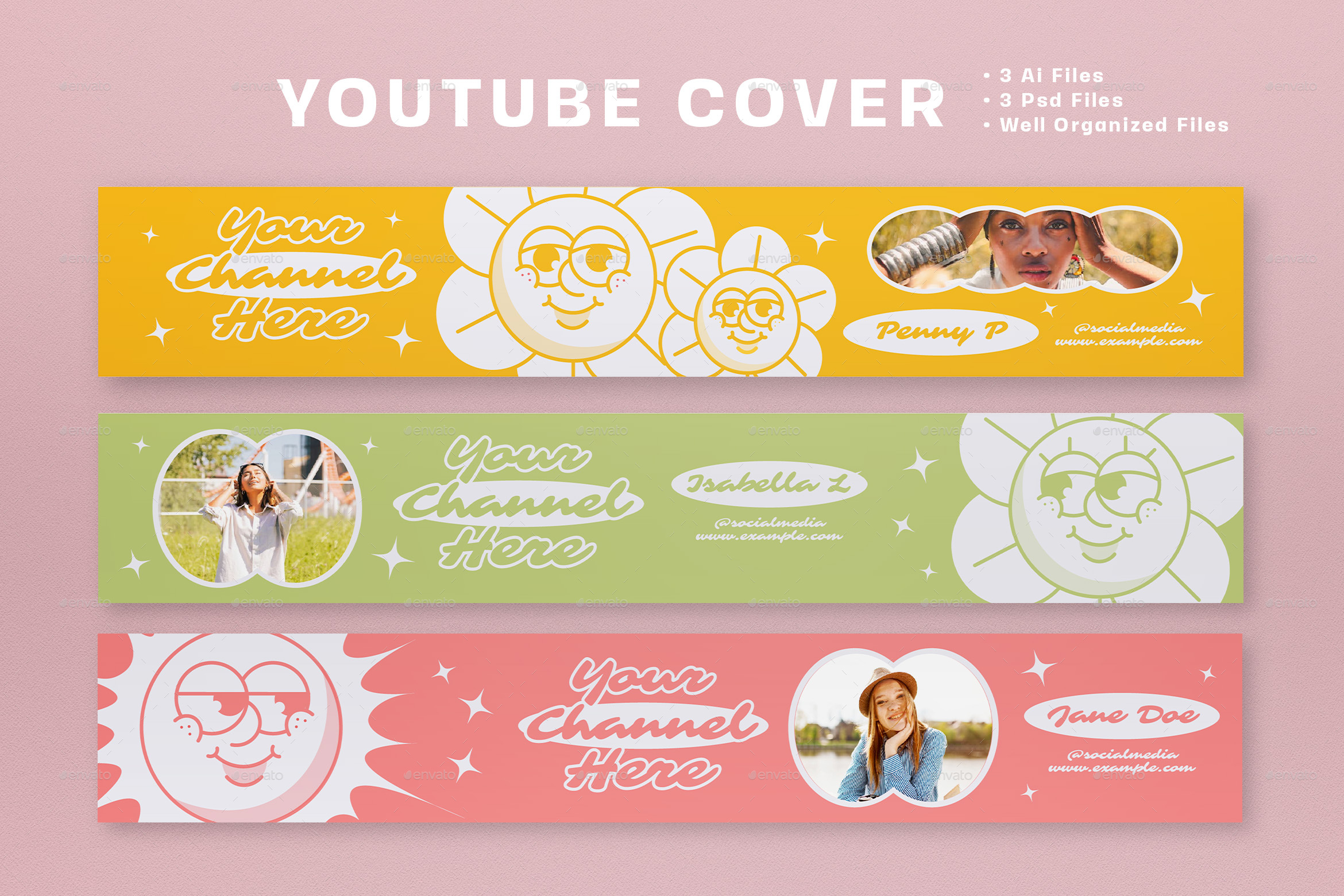 Orange Boho Summer YouTube Banner, Web Elements | GraphicRiver