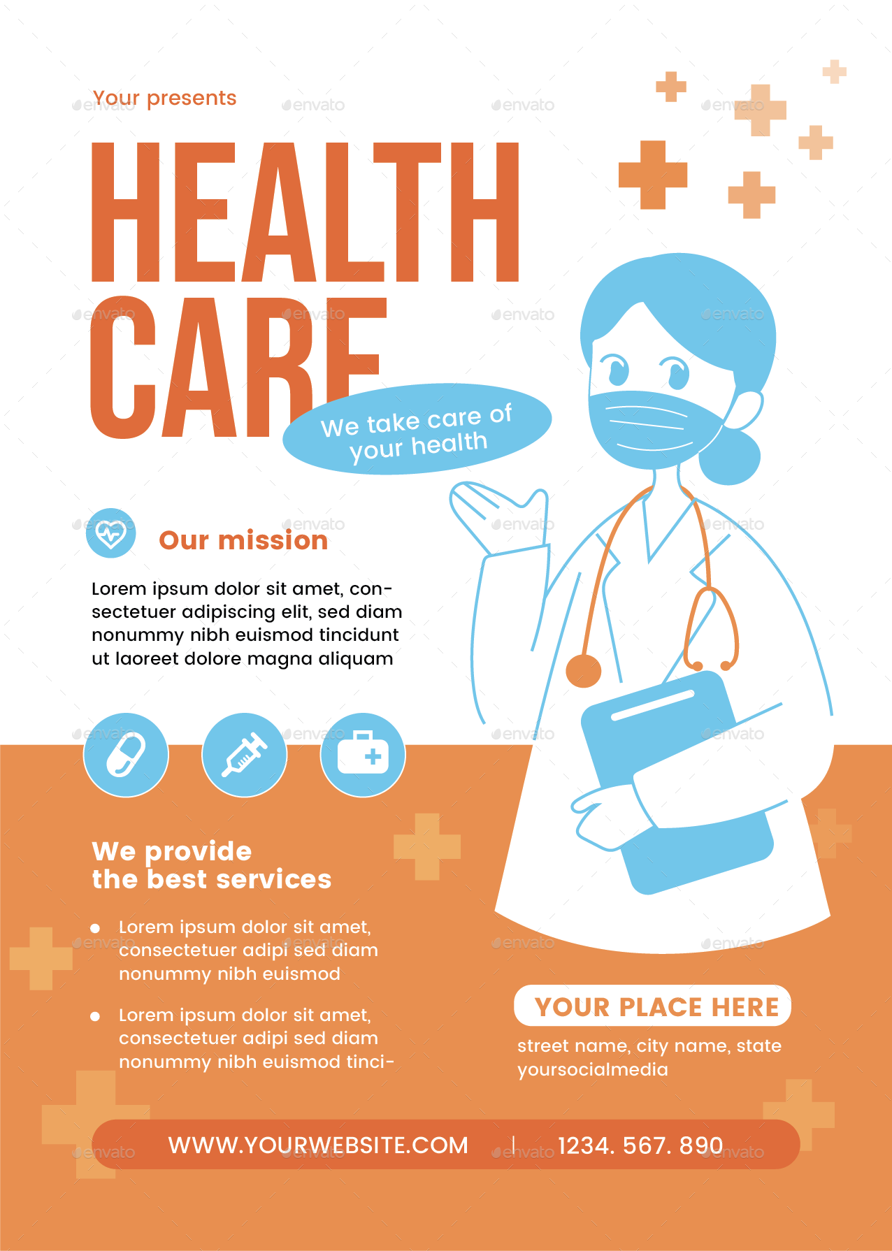 Health Care Service Flyer, Print Templates | GraphicRiver